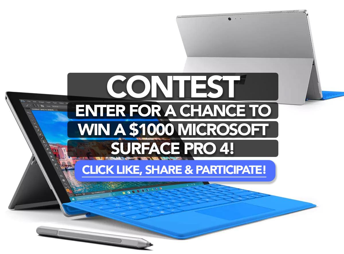 Enter for a chance to win a $1000 Microsoft Surface Pro 4!