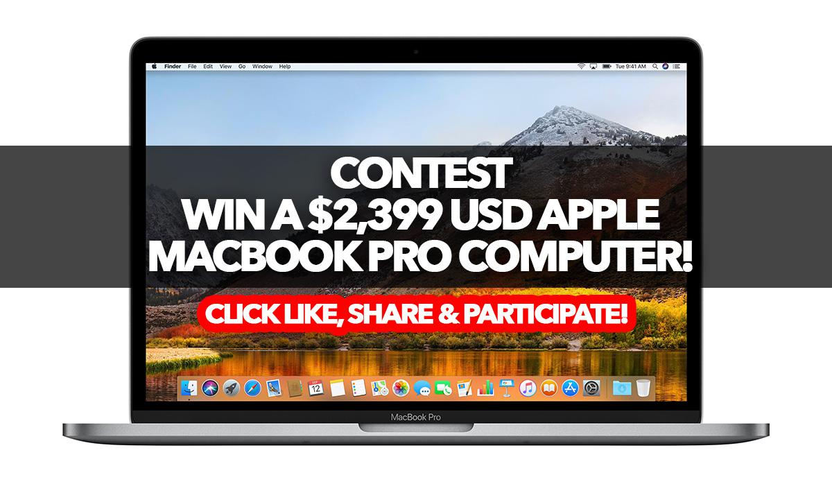 Contest: Enter for a chance to win a $2,399 USD Apple MacBook Pro computer!