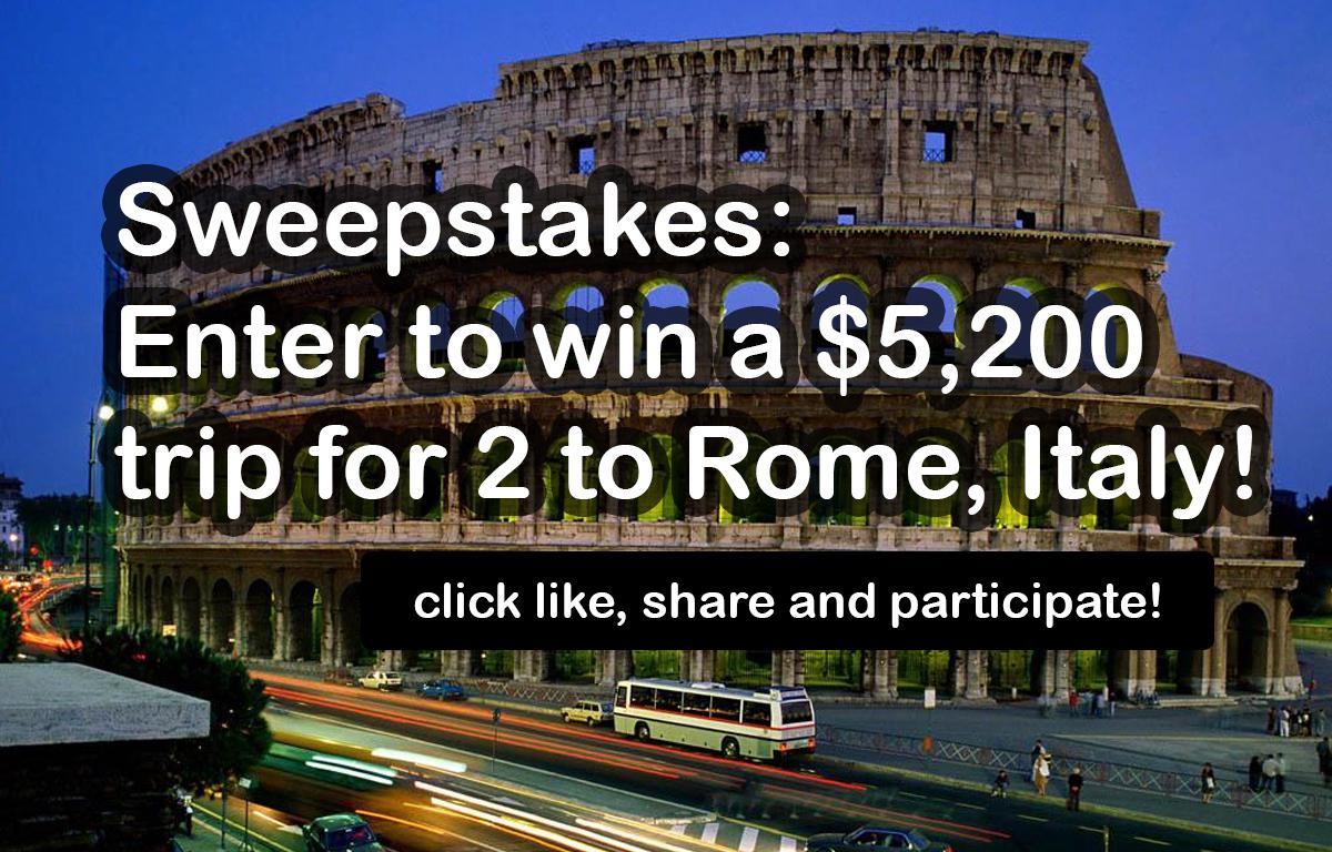 Sweepstakes: Enter to win a $5,200 trip for 2 to Rome, Italy!