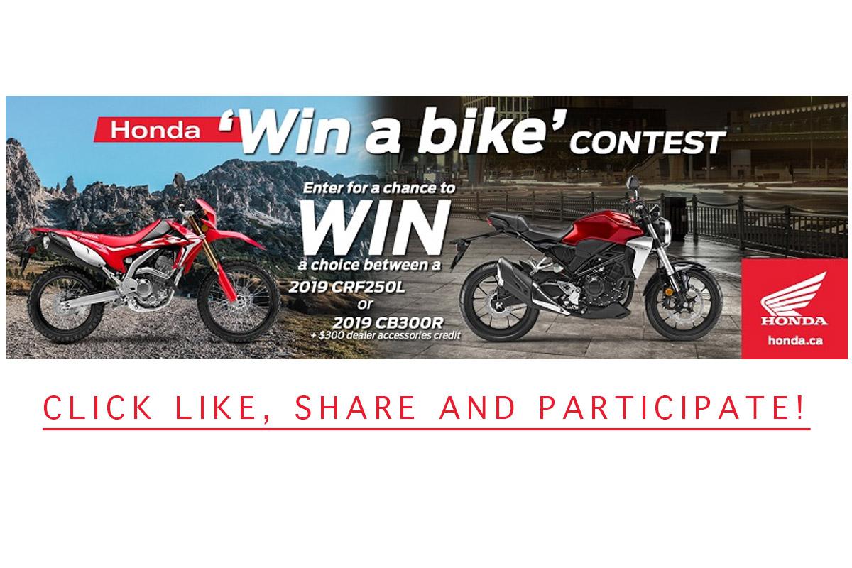 Contest: Win a 2019 Honda motorcycle worth $5,800!