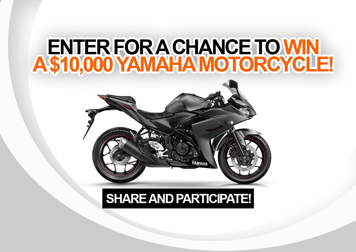 Contest: Enter for a chance to win a 2016 Yamaha motorcycle worth $10,000!